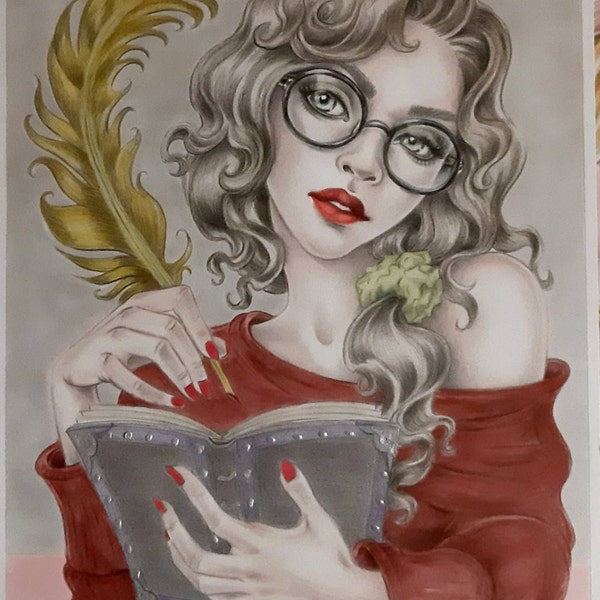 Dear Diary Coloring Page Grayscale Illustration Instant Download ...