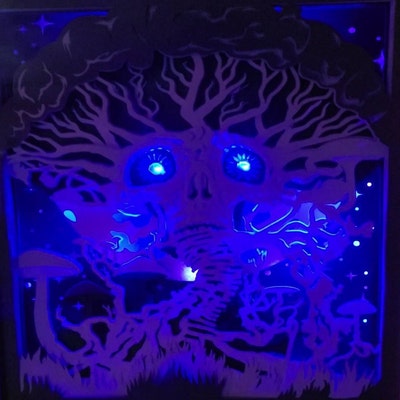 Skull Mushroom Shadow Box Files, Paper Cut Light Box Template File ...