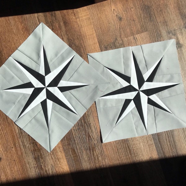 Compass Rose Quilt Block: Foundation Paper Pattern (instant Download ...