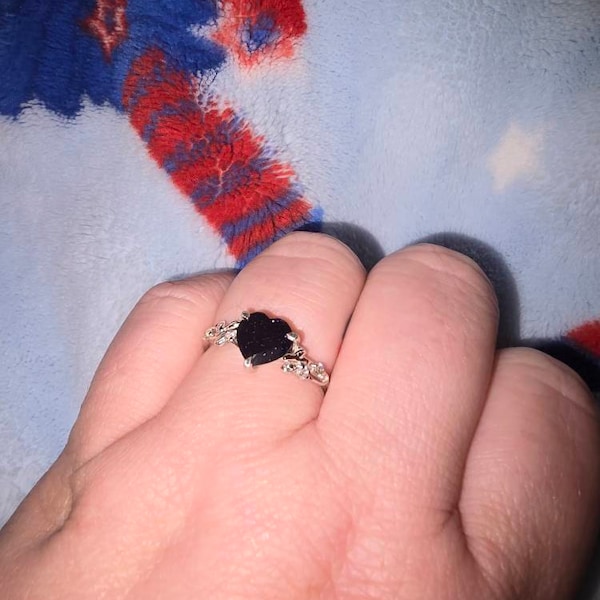 Black Opal Engagement Ring Set 925 Silver Black Opal Wedding Ring Set ...