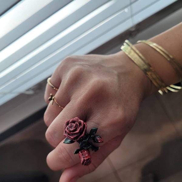 Rose Ring , Flower Ring , Enamel Ring , High Quality Enamel ...