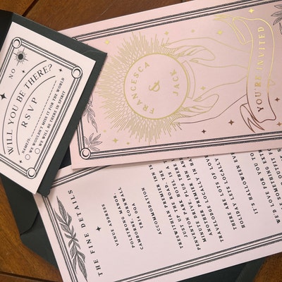 Unique Foiled Tarot Card Invitation Suite 'til Death Do Us Part ...