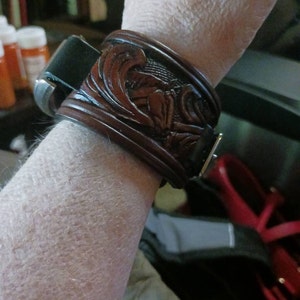 Handmade Covered Leather Watch Cuff Wide Plain Solid Full - Etsy