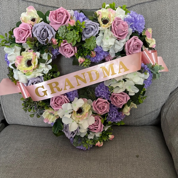 NAN WREATH - White With Yellow or ANY 3 Letters/colours Custom Funeral ...