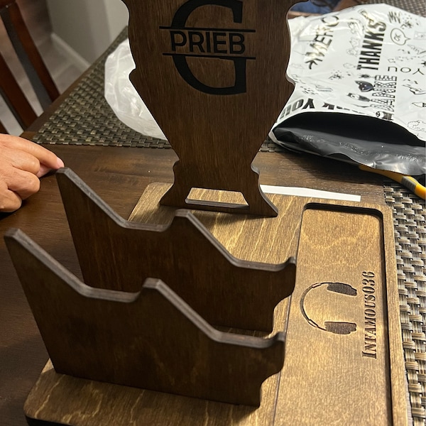 Wooden Headphones and Controller Stand, Personalized Gift, Headset ...