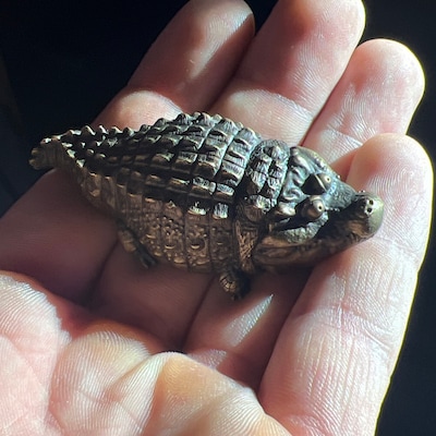 Fine Lovely Mini Fat Crocodile Solid Copper Statue, Handmade Brass ...