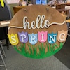 Hello Spring Tulips Sign, Round Door Hanger Svg, Spring Welcome Sign ...