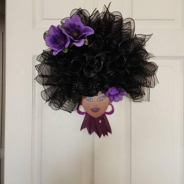 Diva Wreath Rail: Afro Woman Door Hanger, Black Girl Magic (tutorial ...