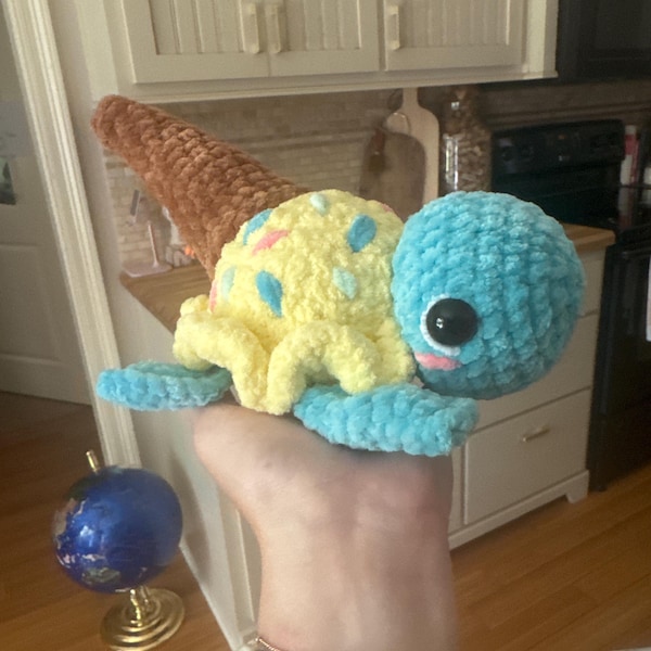 Ice Cream Cone Turtle Crochet Plushie - Etsy