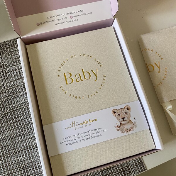 Baby Book | Linen Baby Memory Book | Pregnancy Journal | Sage Green ...