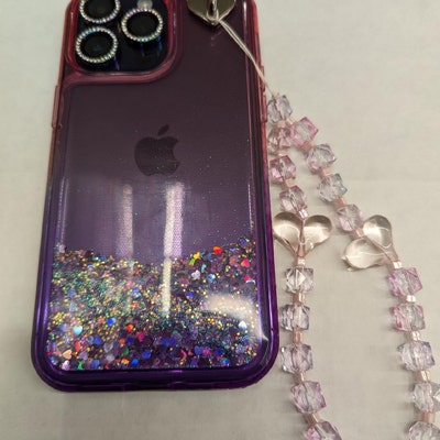Cube Crystal Phone Charm With Pearl Heart Y2K Style Pink - Etsy
