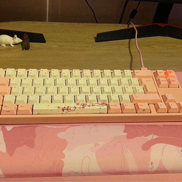 Pink Cats Desk Mat, Cute Mouse Pad Wrist Rest, Xxl Large Mousepad Led ...