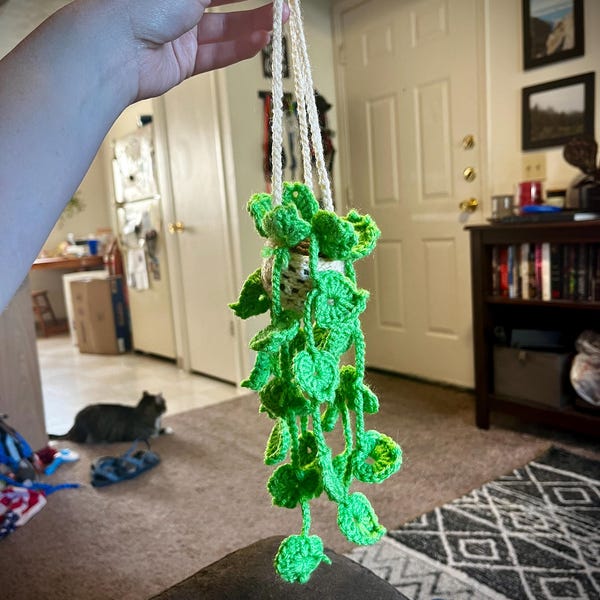 Pothos Plant Crochet Pattern, Car Hanging Plant Pattern, Car Hanging ...