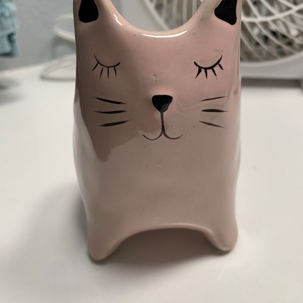 Color Cats Ceramic Planter, Happy Kitty Flower Pot, Feline Plant Holder ...