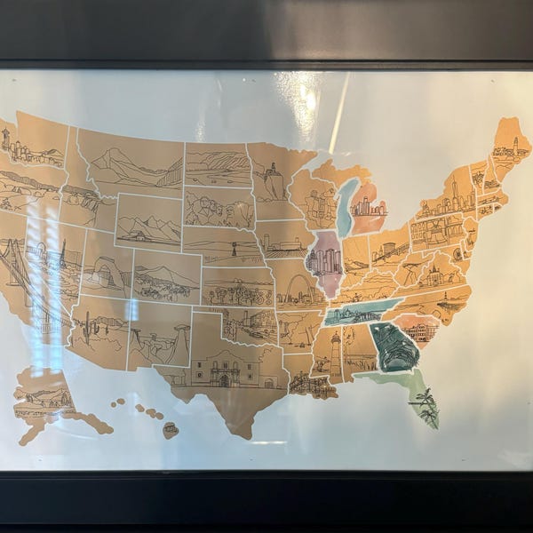 Watercolor US Scratch off Map | Landmark Bucket List Travel Gift ...