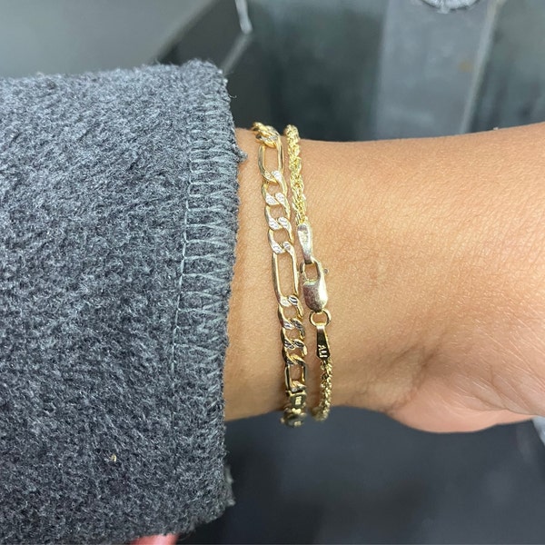 10K Gold Rope Chain Gold Rope Chain Bracelet 3mm, 3.6mm, 4mm, 4.5mm ...