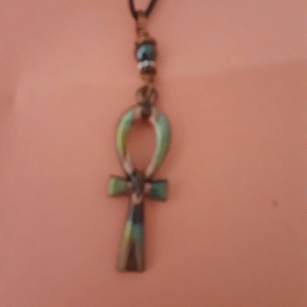 Ankh Necklace - 7th Anniversary Gift -flame Colored Copper Ankh ...