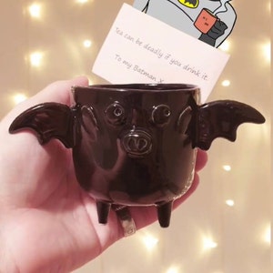 Ceramic bat cup Handmade cup black cup for coffee Sweet | Etsy