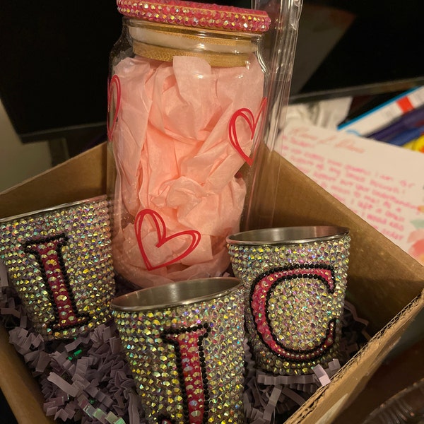 Bling Shot Glass With Initial | Bridal Party Gifts | Bachelorette Gifts ...