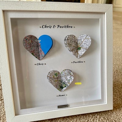 Personalised Map Gift Frame. by A GIFT OF HAPPINESS. Anniversary Gift ...