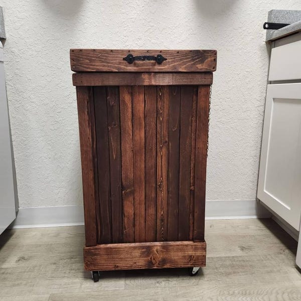 Rustic Wood 13 Gallon Kitchen Trash Can - Etsy