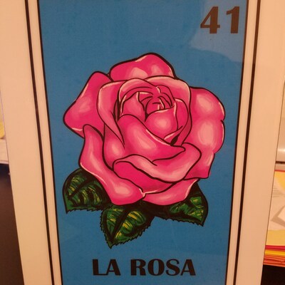 Mexican Loteria Frame, La Rosa Loteria, Como La Flor, Mexican Rose ...