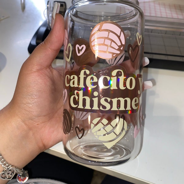 Cafecito Y Chisme Valentines Day Svg For Uv Dtf 16oz Can Glass Wrap