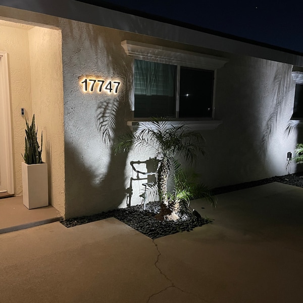 Solar Powered House Number, Light up Address Sign, LED Backlit Door ...
