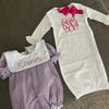 Baby Girl Monogrammed Bloomers/diaper Cover Gown and Burp Cloth Set ...