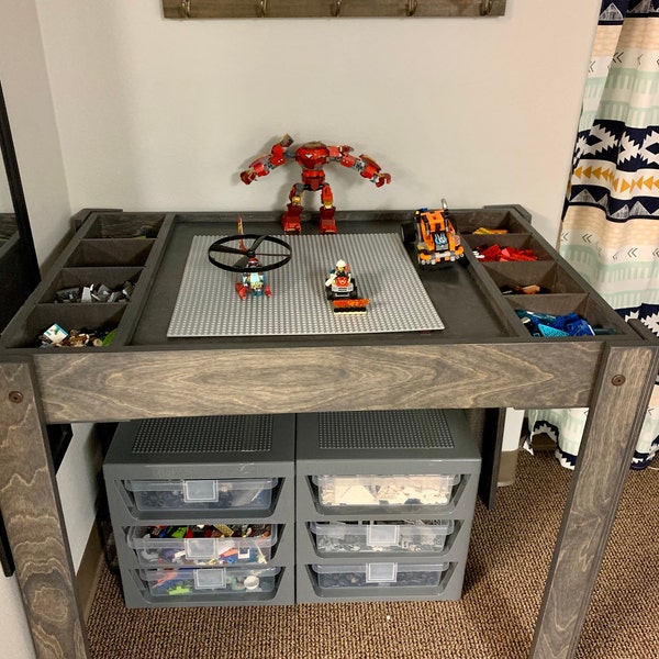 Kids Brick Building Table,activity Table, Play Desk With Dividers in ...