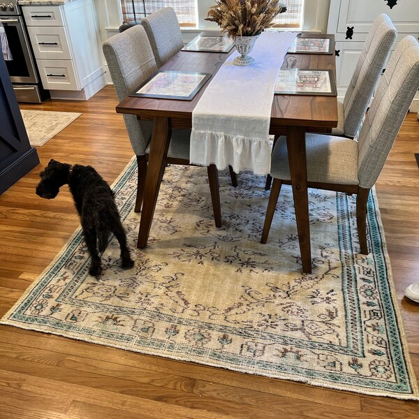 Vintage Rug 5x9, Neutral Turkish Rug, Light Beige Rug, Boho Home Oushak ...