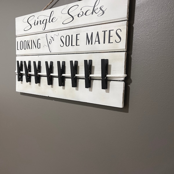 Single Socks Looking for Sole Mates Laundry Decor / Sock Hanger / Sock ...