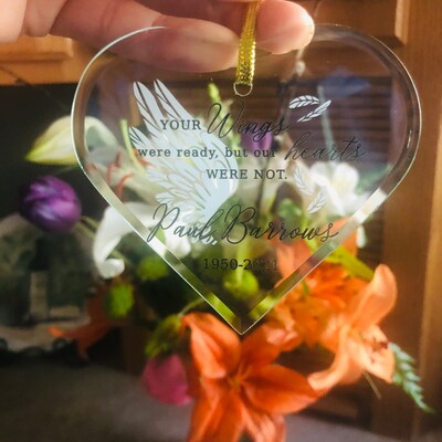 Personalized Glass Heart Ornament, Personalized Memorial Ornament ...