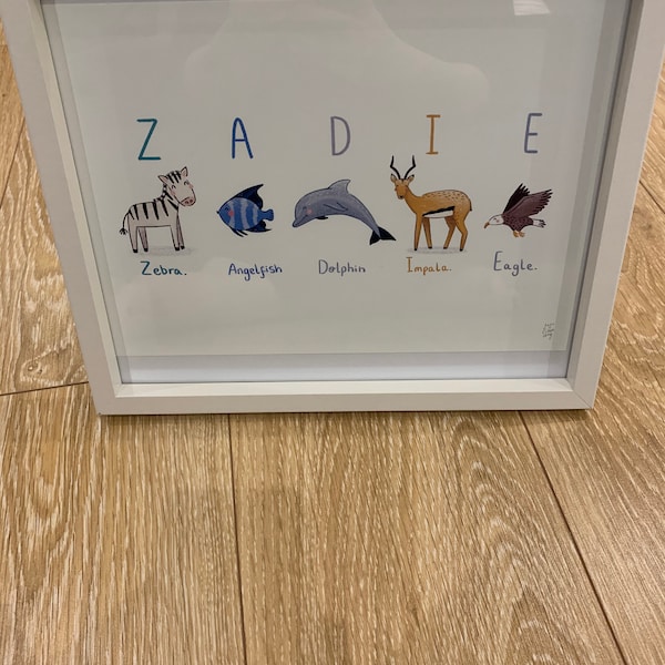 NAME ANIMAL PRINT A4/A3- Kids Name Art- Nursery Wall Art- Name ...