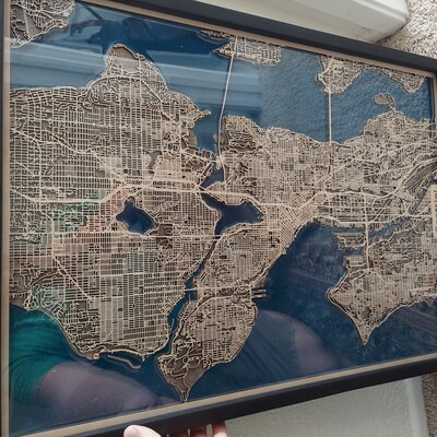 Seattle Wood Map Wood and Epoxy Resin - Etsy
