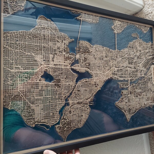 Seattle Wood Map | Wood and Epoxy Resin - Etsy