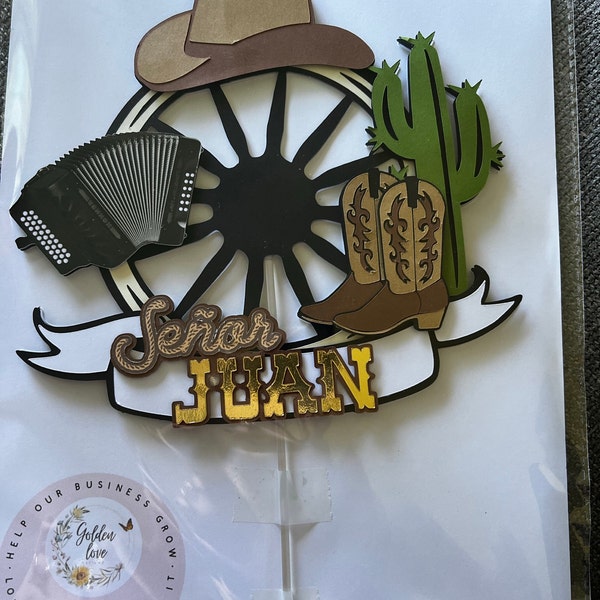 Cowboy Cake Topper, Cactus Cake Topper, Mexican Cowboy Cake Topper ...
