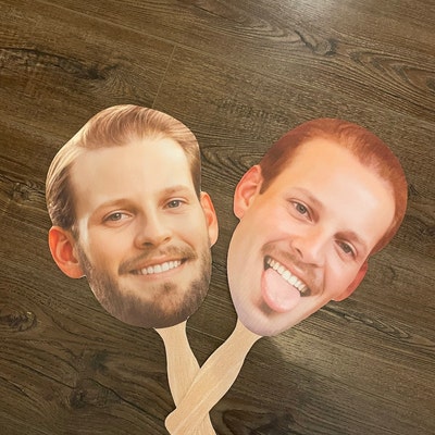 Custom Face Fans With Wooden Handle, Wedding Heads, Bachelorette Groom ...