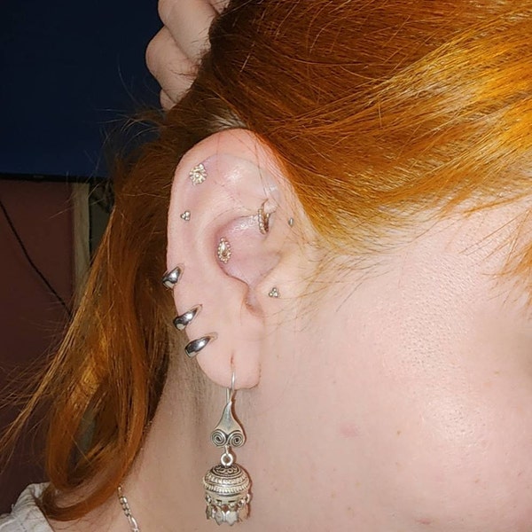 Tiny Snake Helix Earring Sterling Silver Snake Tragus Piercing Gold ...