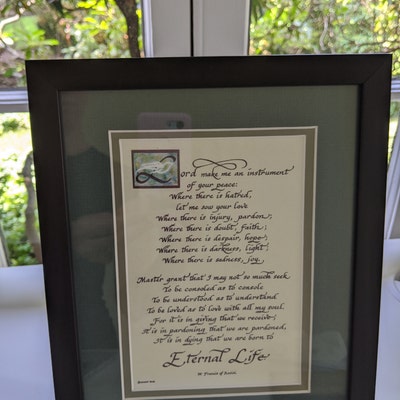 Saint Francis Peace Prayer Calligraphy Poem Verse Framed and Matted 8 X ...