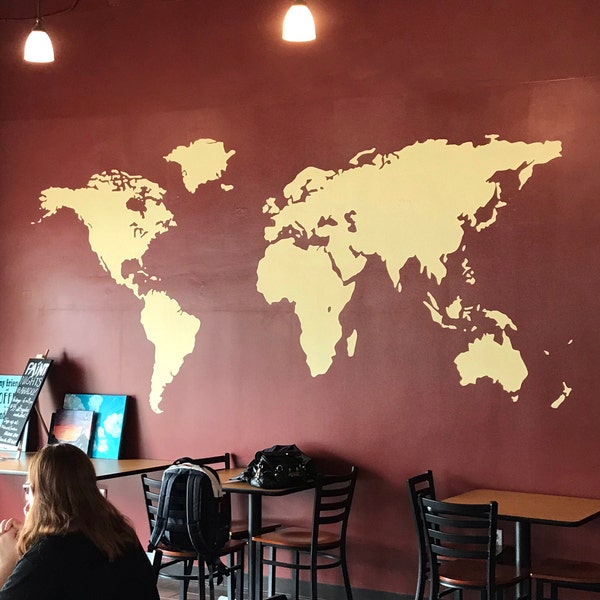 Large World Map Decal . Removable World Map Wall Stickers . Colorful ...