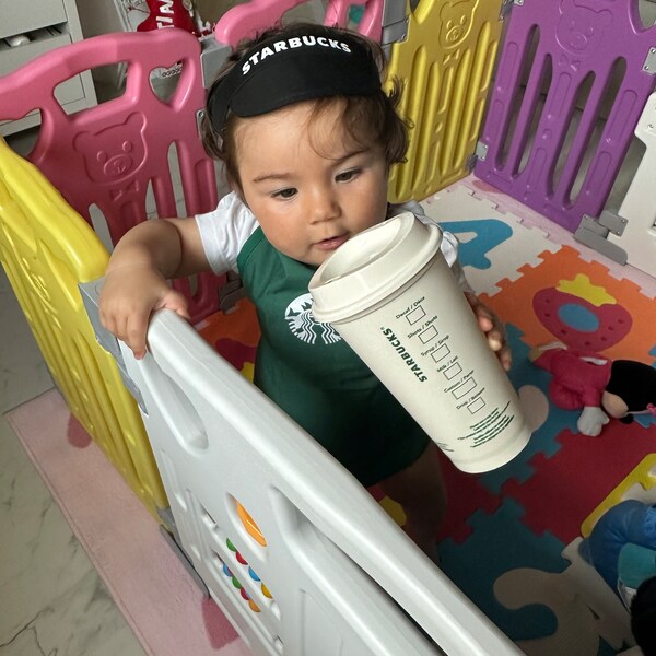 Handmade Starbucks Newborn Photo Prop Apron & Visor Set - Etsy