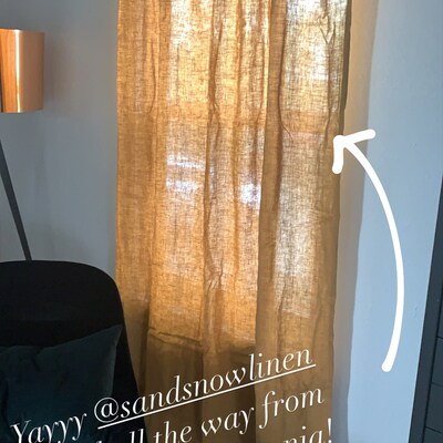 55/140 Cm Wide Extra Long Linen Curtain, Rust Linen Window Drape ...