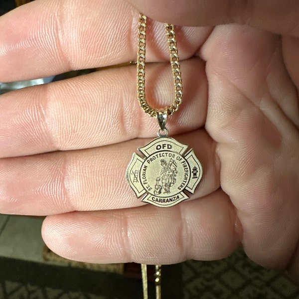 Solid 14K Gold Customized Saint Florian Badge Religious Medal, Solid ...