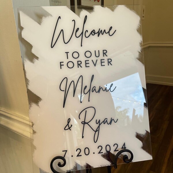 Painted Welcome Sign With Raised Text | Large Acrylic Sign | Custom ...