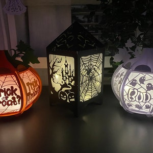 Combo 3 Items Pumpkin Lantern Template Happy Halloween Paper Cut Light ...