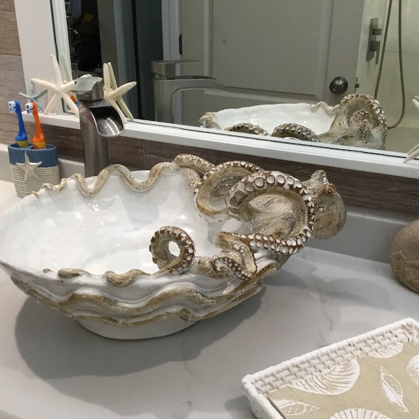 Large Hand Made Ceramic Octopus Vessel Sink by Shayne Greco Beautiful ...