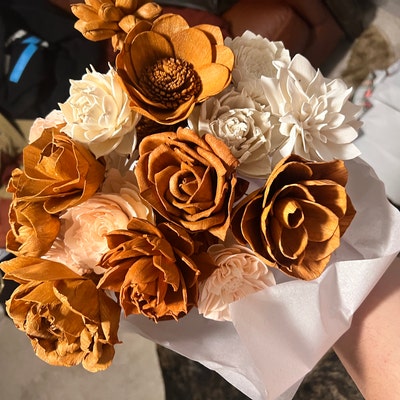 SPICED SEPTEMBER: Rustic Boho /burnt Orange/ivory Sola Wood Flowers ...