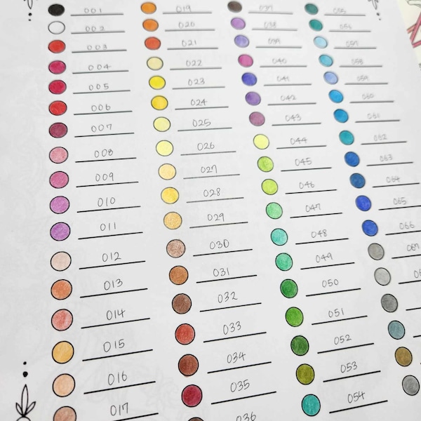 PRINTABLE Blank Color Chart 72 Color Swatch Page for Gel Pens, Markers ...