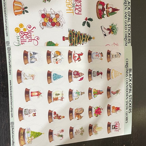 Traditional Christmas Countdown Snow Globes for Journals, Planners ...